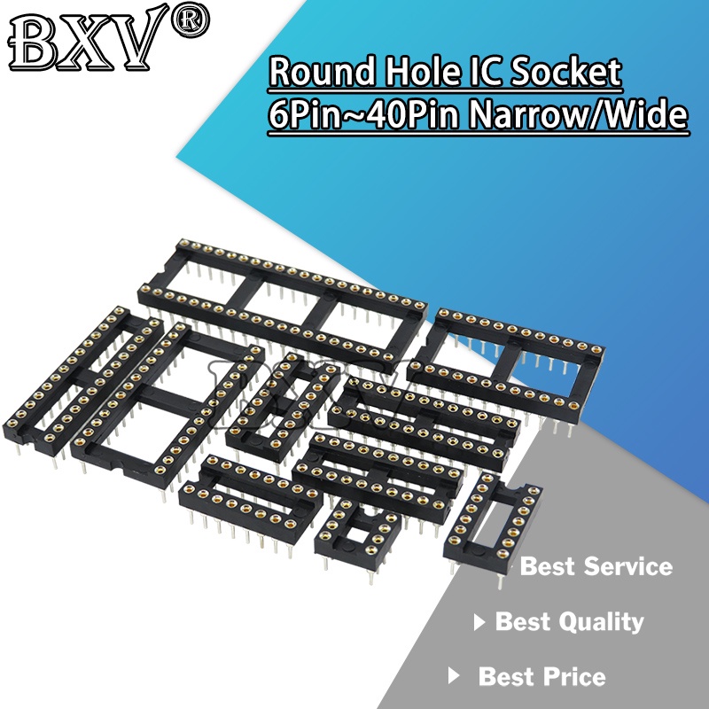 10PCS Round Hole IC Socket Connector DIP 6 8 14 16 18 20 24 28 40PIN ...