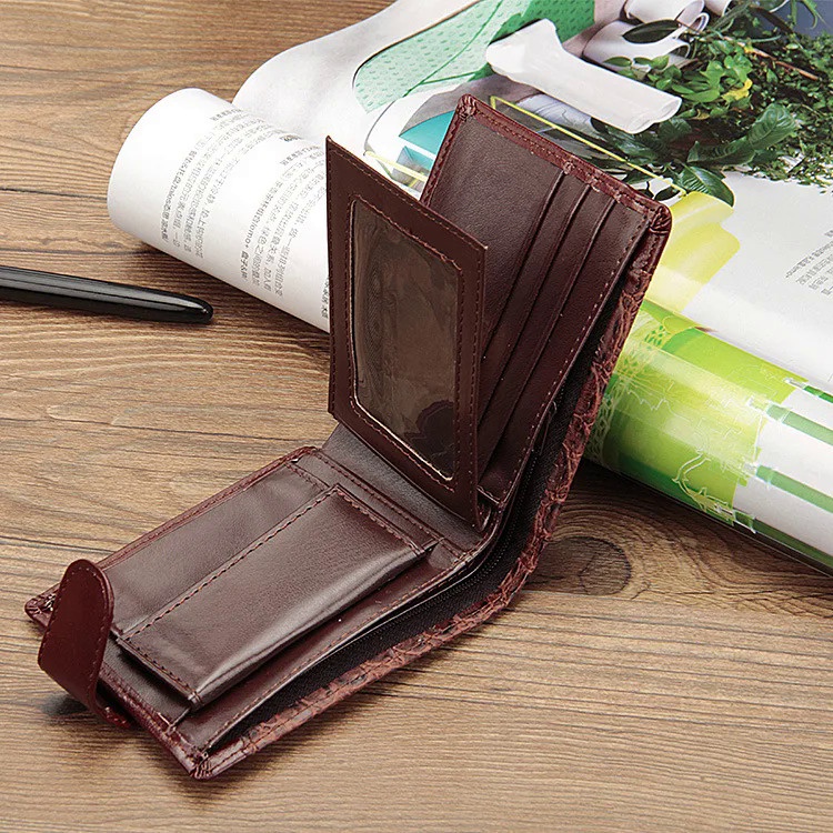 Wallet for Men Patchwork Leather Casual Buckle Coin Purse Trifold ...