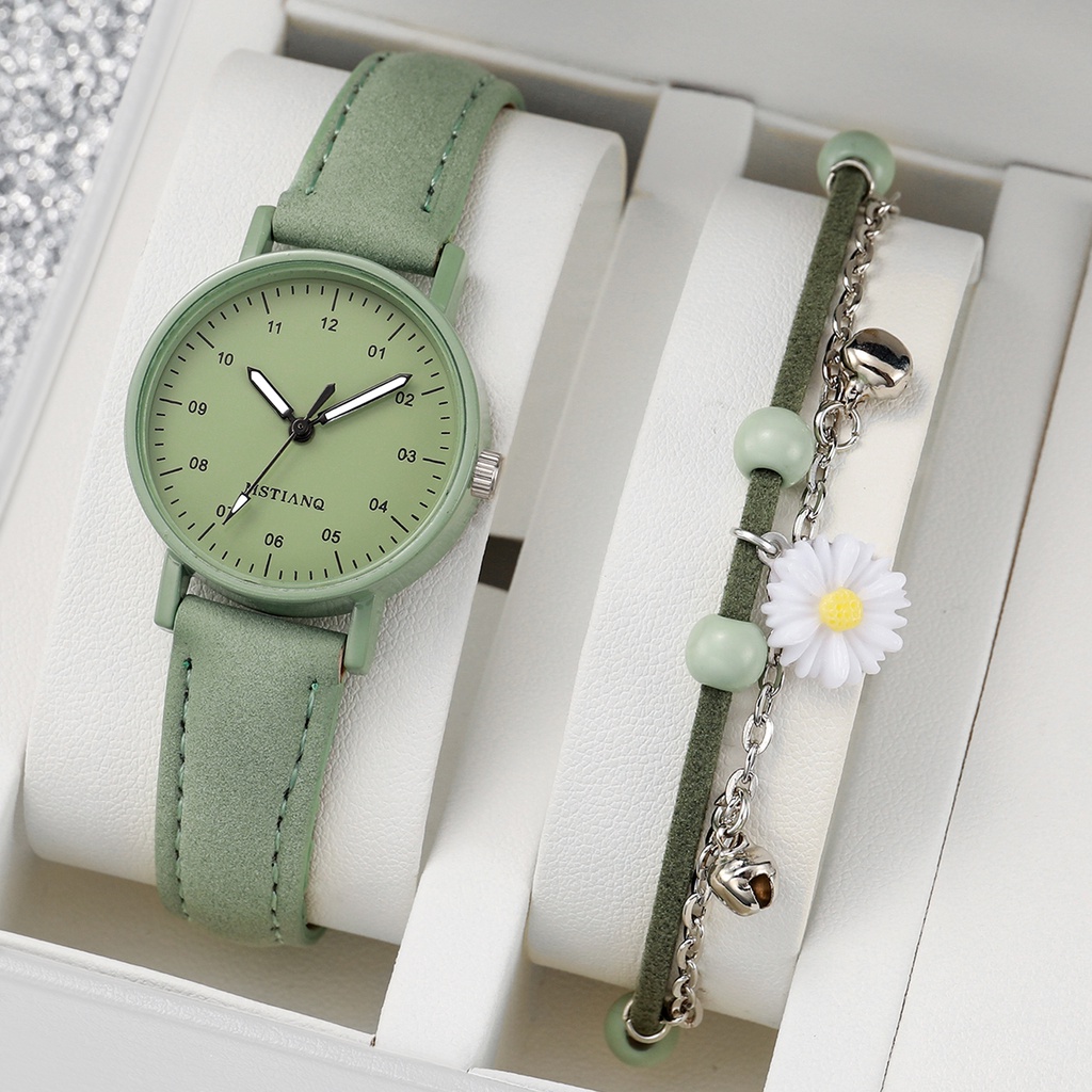 Ladies Fashion Digital Small Dial Quartz Watch Casual Belt Watch+Daisy ...