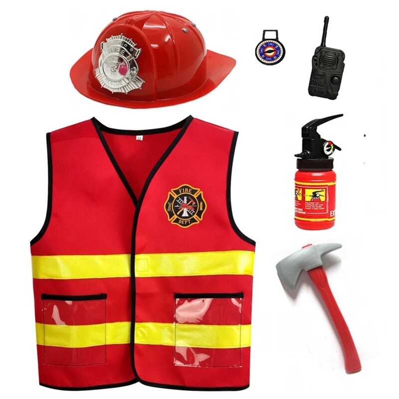 Fireman Vest Outfits Fire Axe Firefighter Cosplay Uniform Halloween ...