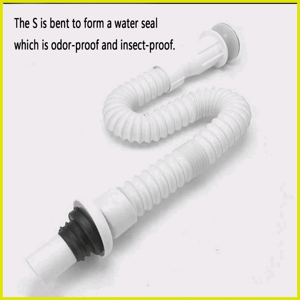 ∏ PVC Flexible Hose P-Trap Basin Drain Pipe Thickened White Steel Wire ...