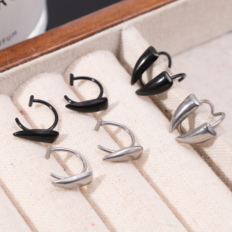 1Pair Personalised Punk Stainless Steel Sharp Teeth Design Lip Ring ...