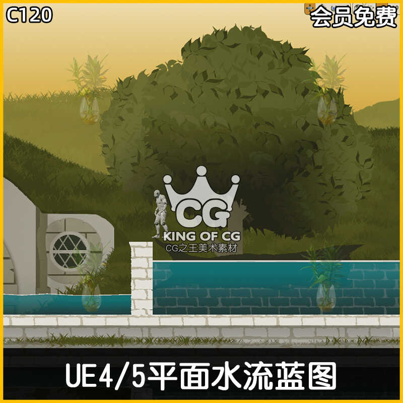 UE5 Unreal 4 Planar Water Flow Blueprint 2D Procedural Water System ...