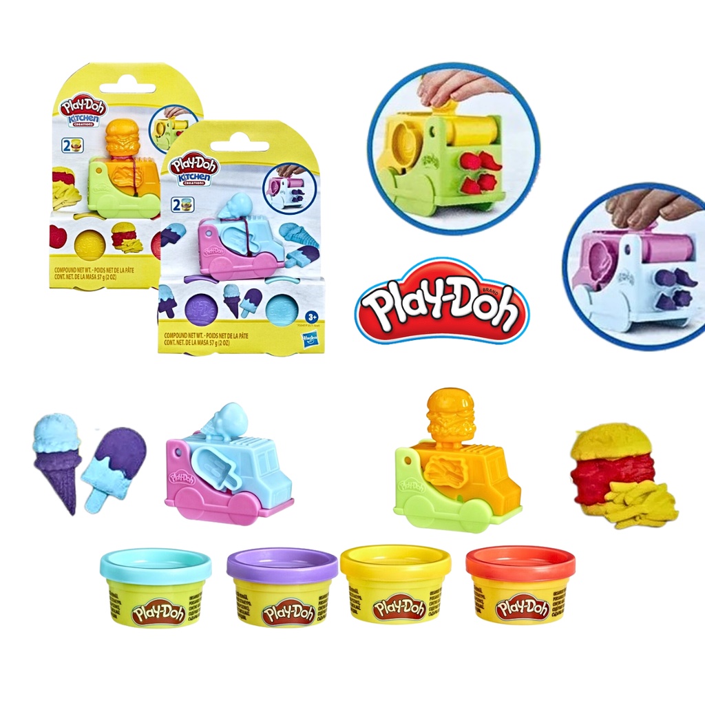 Play-Doh Kitchen Burger/ Ice Cream Mini Food Truck Clay Playset Tanah ...