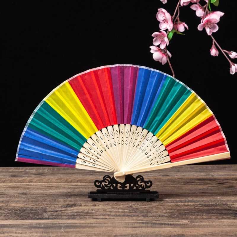 Set ng 6 Rainbow Hand Fans 7inch Artistic Colorful Folding Fans House ...