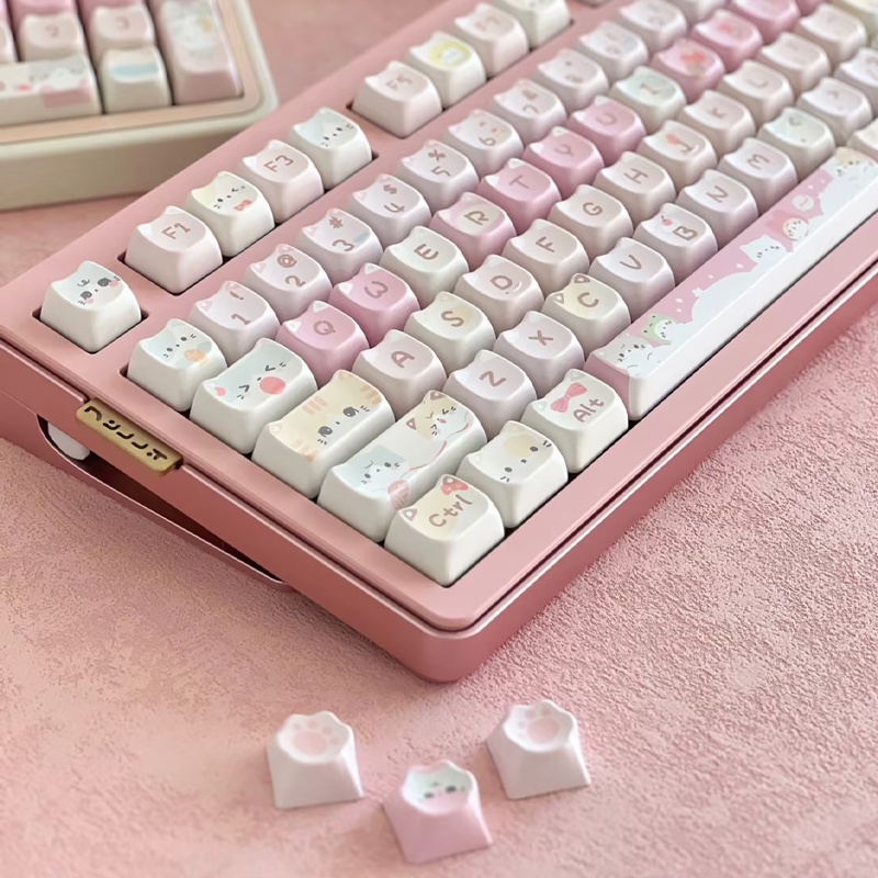 Animal Crossing Keycaps Cat Ear MAO Profile PBT Key Caps Five-Sides ...