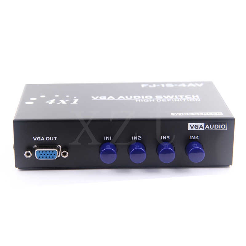 Audio VGA Sharing Switch Box Switcher KVM Switches 4 PORT Wide Screen ...