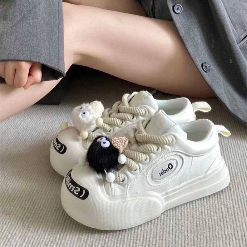 Smile Design Fringe Sneakers Casual Lace-up Pares Shoes Cozy Canvas ...