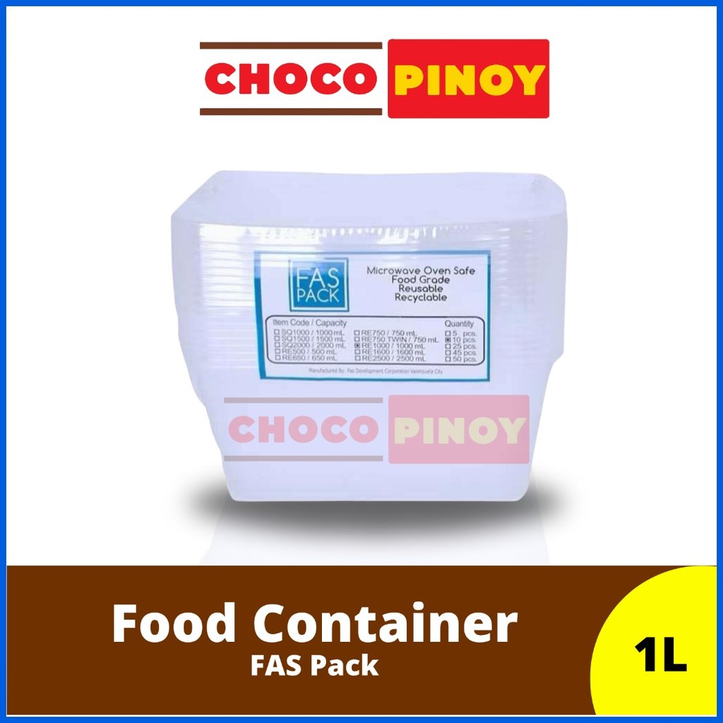 ♒ Fas Pack Rectangle Microwavable Containers 500mL, 750mL, 1L, and 1.2L ...