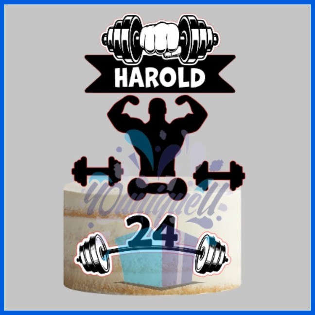 ☃ Weightlifter / Bodybuilder Cake Topper (customized name and age ...