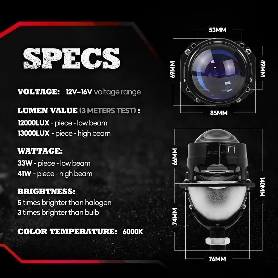 2.5 Inch Blue Bi LED Projector Lens Car Motorcycle Headlamp H4 H7 H1 ...