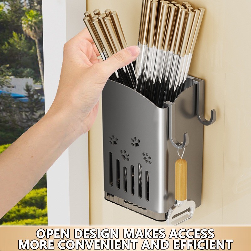 Utensil Drying Rack with Drain tray and Hooks, Wall Mounted Utensil ...