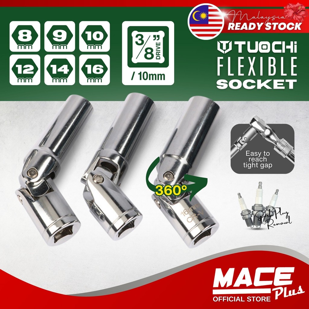 1PCS TUOCHI Flexible Spark Plug Socket Removal & Installation Joint 3/8 ...