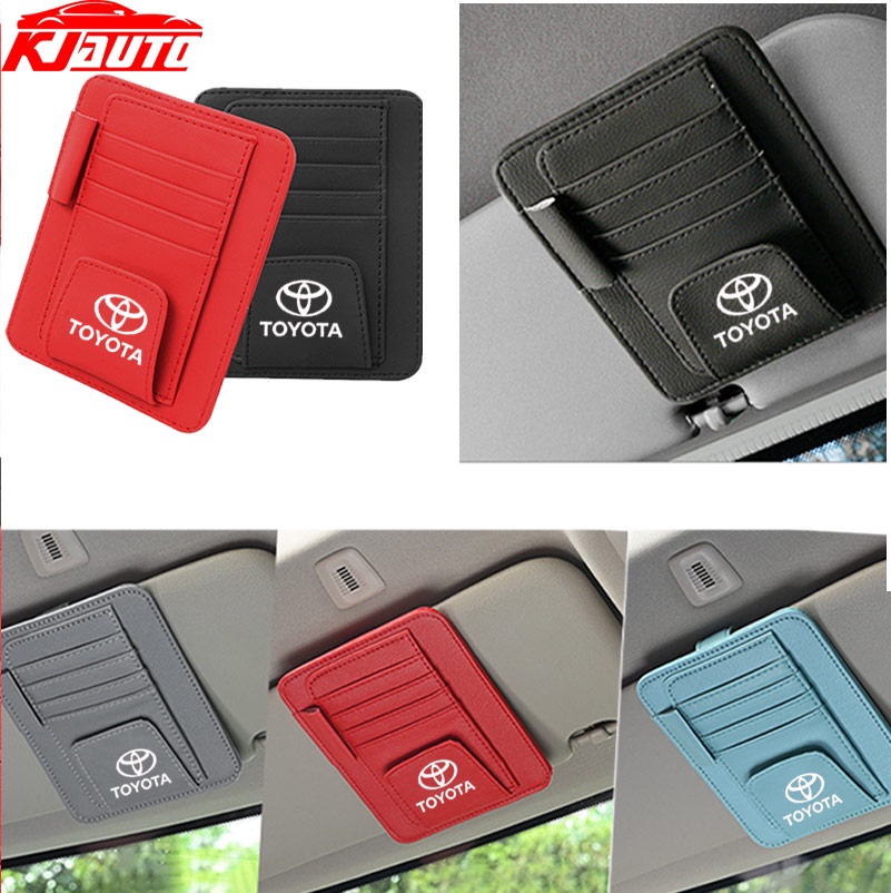 Toyota Leather Car Sun Visor Card Pen Holder Organizer Glasses Clip ...