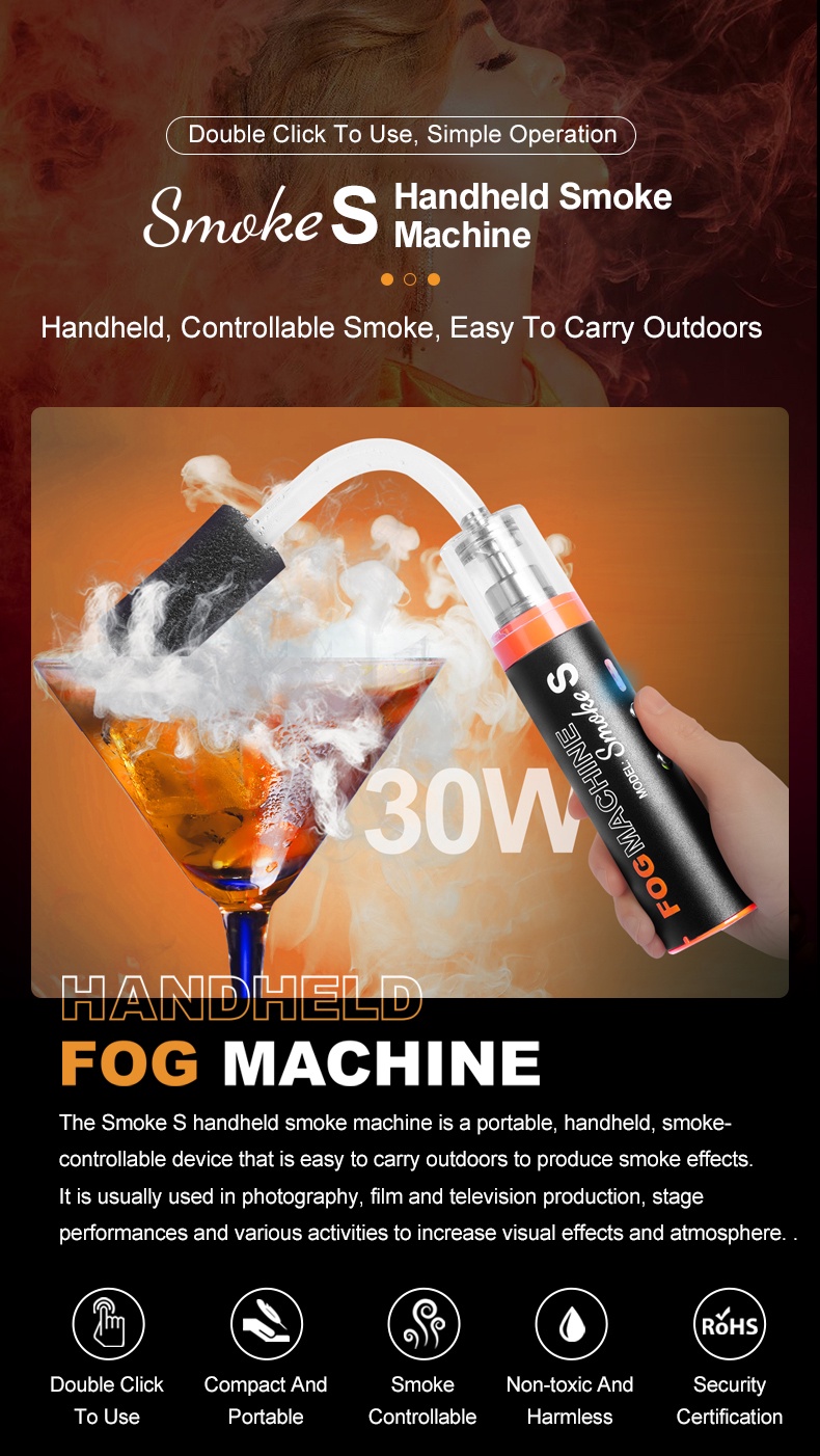 LENSGO Smoke S 30W Portable Hand-Held Fog Machine Studio Short Video ...