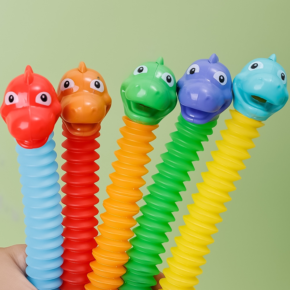 Variable Fun Cartoon Dinosaur Telescopic Tube Toys Kids Puzzle Stretch ...
