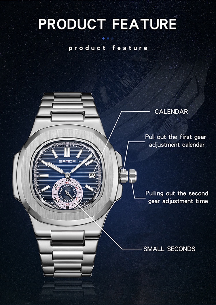 Sanda Men Direction Thread Business Leisure Fashion Single Calendar ...
