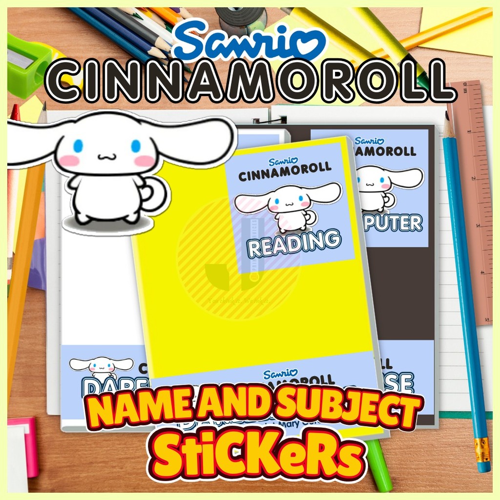 ๑ ™ ⧫ CINNAMOROLL Design NAME AND SUBJECT NOTEBOOK STICKER LABELS ...