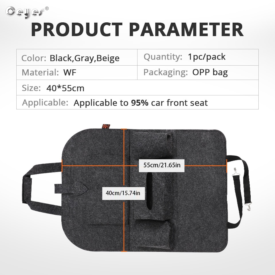 Ceyes Car Seat Backrest Manager Portable Felt Car Seat Multi-pocket ...