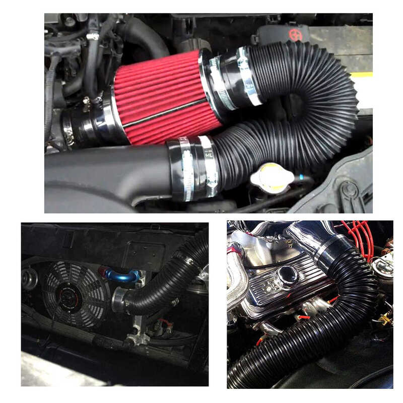 Universal 1M Flexible Car Engine Cold Air Intake Hose Inlet Ducting ...