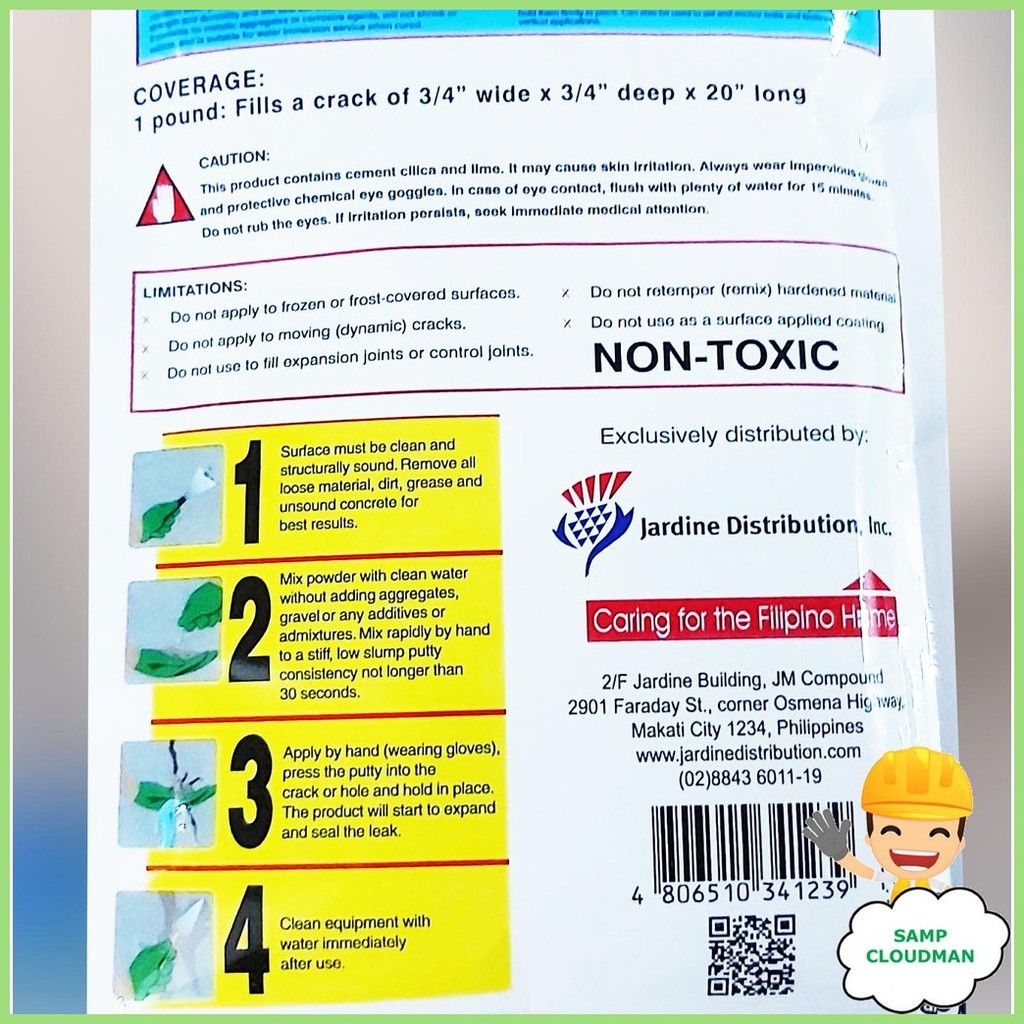 ∆ Thoro Waterplug Fast Setting Cement 200g grams Sachet Water Plug ...