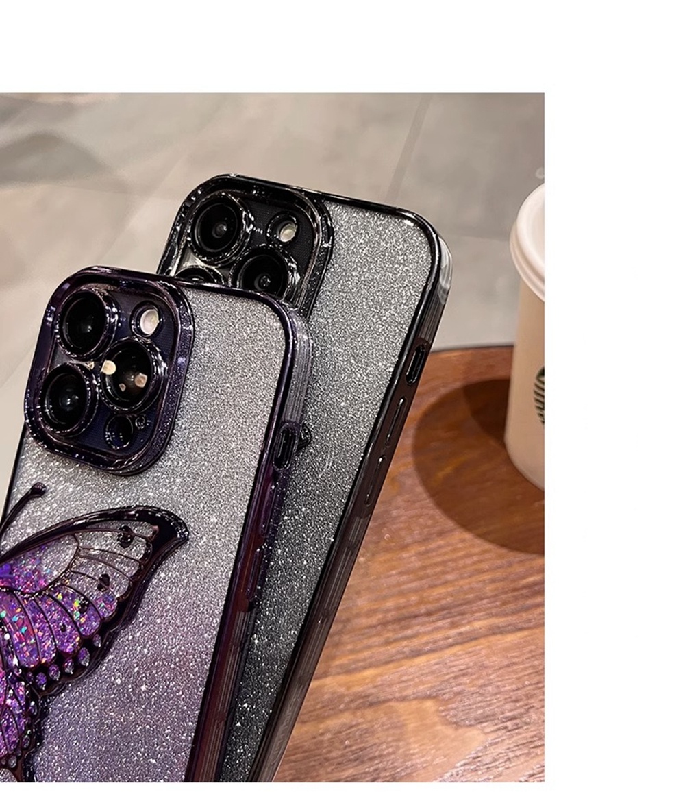 Gradient Glitter Butterfly Phone Case for IPhone 12 13 14 15 Pro Max Soft TPU Case with Camera ...