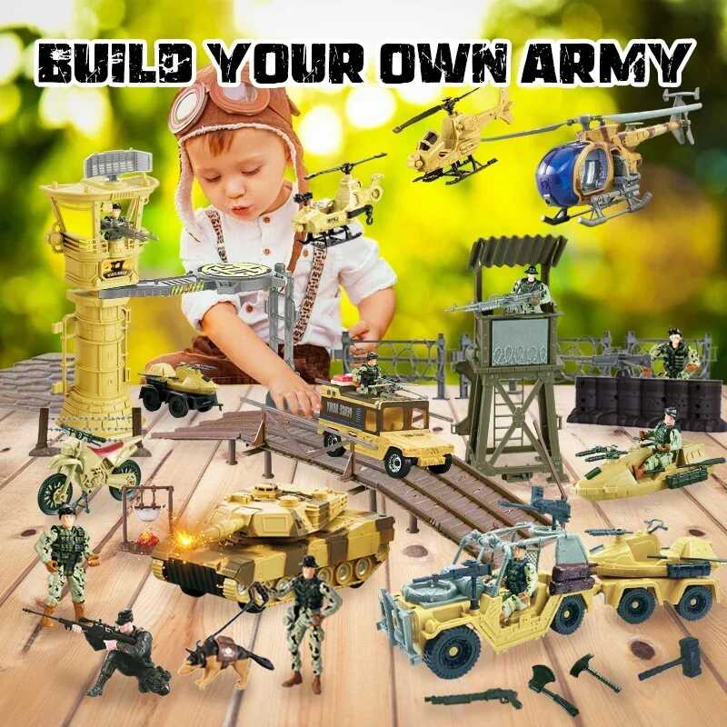 20In1 Series Simulation Tank Toy Soldiers Sentinel Tower Helicopter ...