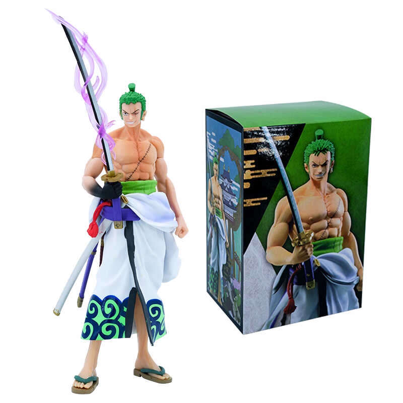 24cm One Piece Kimono Roronoa Action Figure Battle Form Standing Statue ...