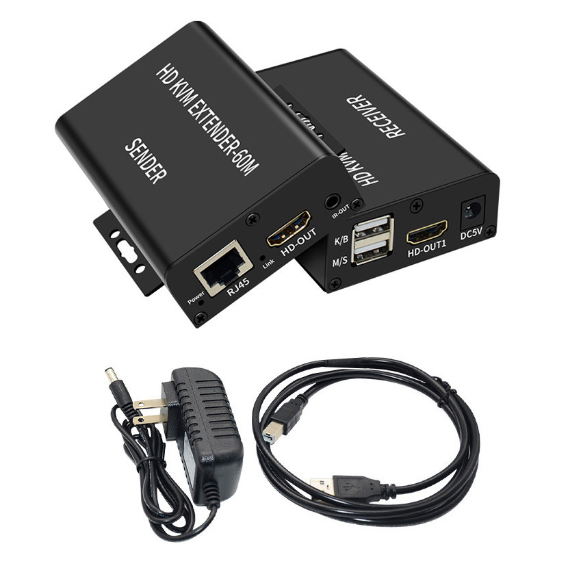 60m HDMI KVM Extender Over Cat5e Cat 6 Rj45 Ethernet Network Cable ...