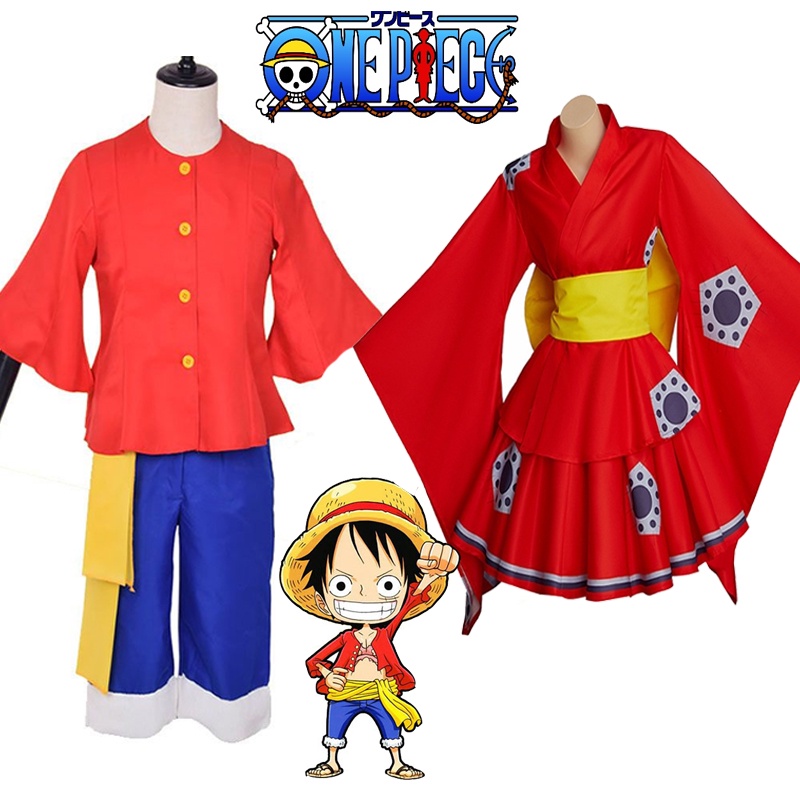Anime One Piece Monkey D. Luffy Cosplay Costume Pirate Hunter Kimono ...