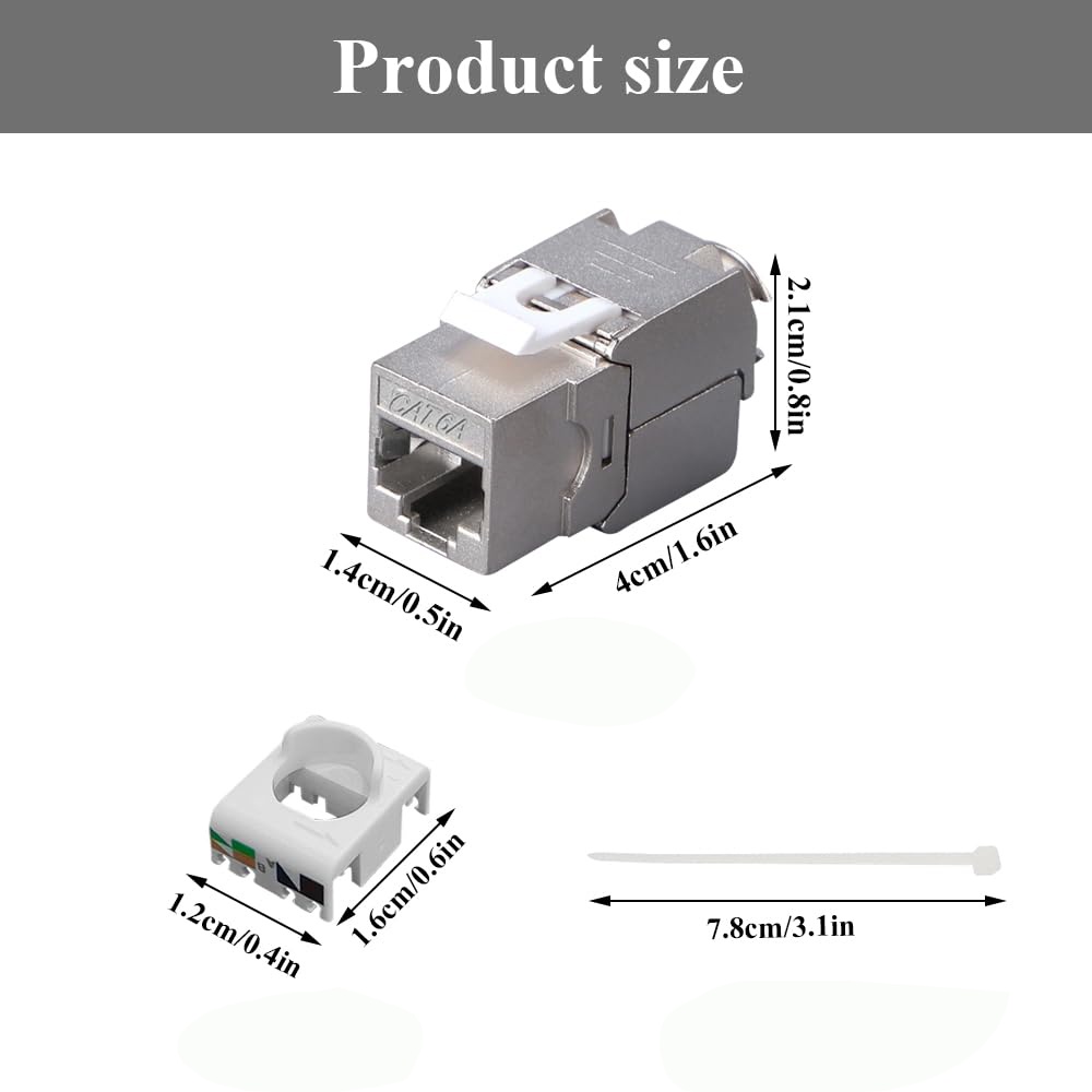 ZoeRax Cat6a Cat7 Cat8 Keystone Jack RJ45 Tool-Less Type Zinc Alloy ...