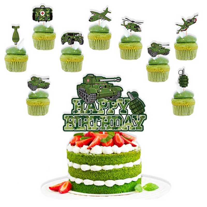 Tank Military Themed Cake Topper Army Happy Birthday Cake Topper Boy ...