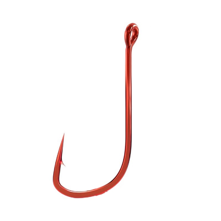 100pcs/bag Ringed Red Fishing Hooks with eye Live-Bait Hook High Carbon ...