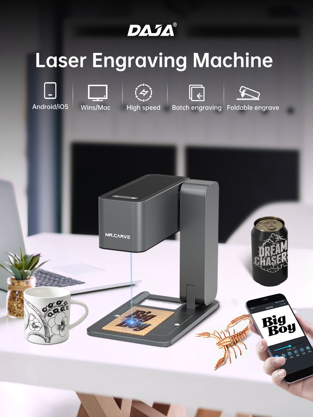 DAJA C1 Engraver Machine Laser Painted-metal Non-metallic High-speed ...