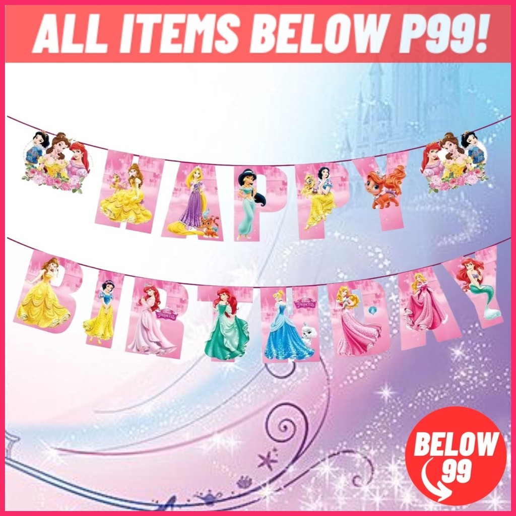 Princess Banner Princess Happy Birthday Banner Princes Theme Character ...