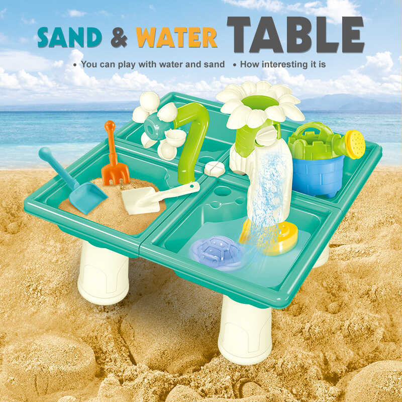 6E Large Beach Sand Table Set Of 13 Pieces, Water And Sand Digging ...
