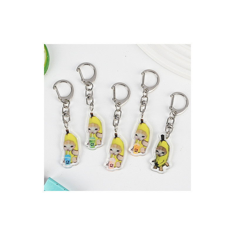 St.kunkka Food Cat Banana Cat Keychain Acrylic Cartoon Keyring | Shopee ...