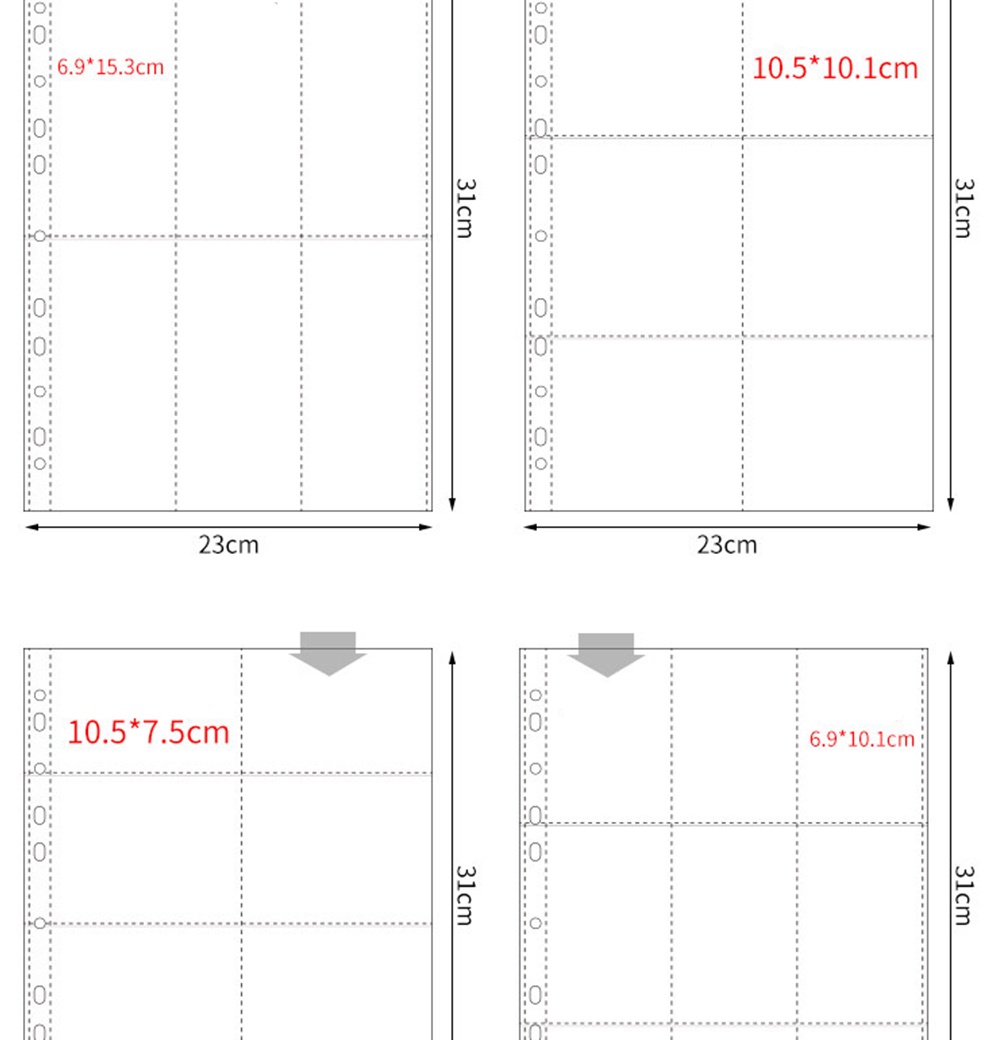 10pcs A4 11 Holes Photocard Binder Photo Album Refills 1/2/3/4/6/8/9/10 ...