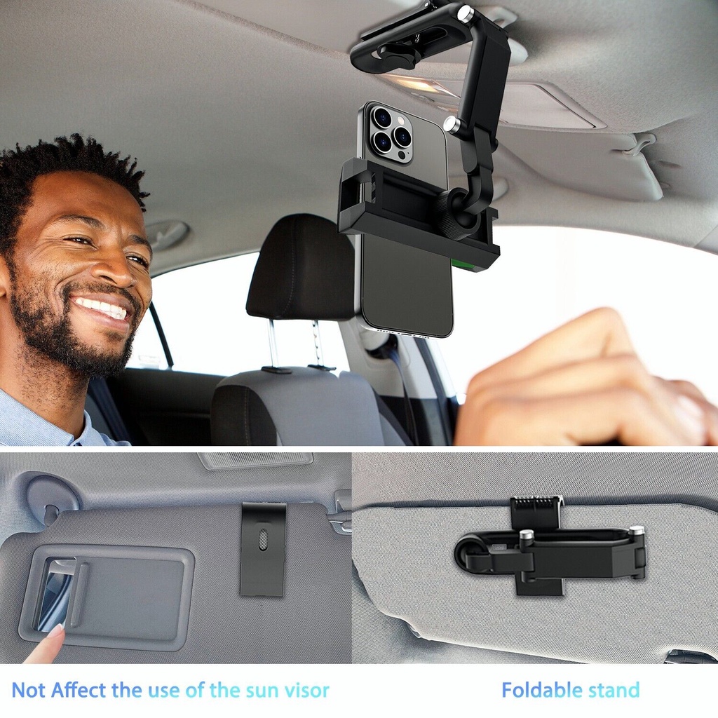 360°Car Phone Holder Visor Rotatable and Retractable Cellphone Holder ...