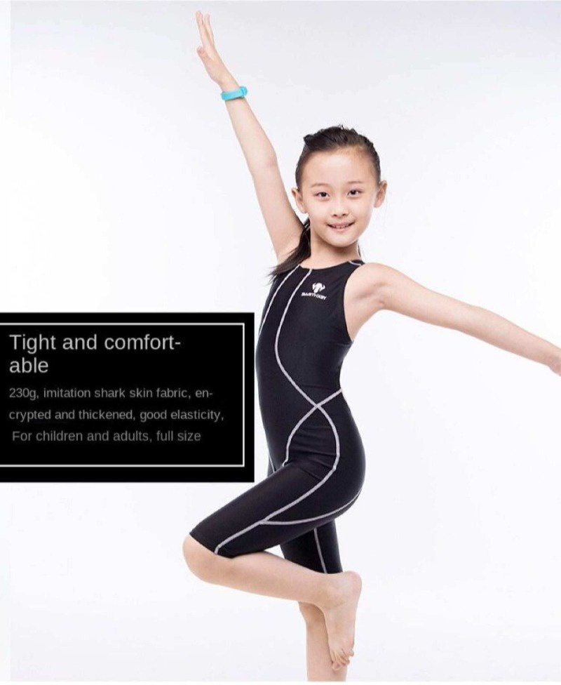 HXBY Girls Training Swimwear Children Knee-Length Racing Swimsuits ...