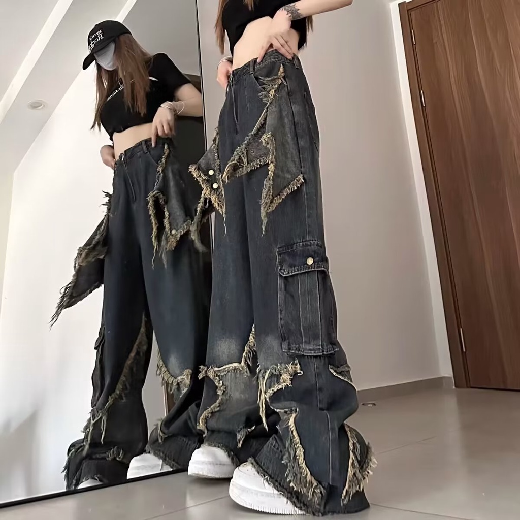 Street Hip Hop Pattern Retro Jeans Women Fashion Trend High Street ...