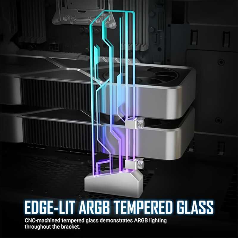 GPU Support Bracket, Graphics Card Holder, Tempered Glass, Addressable ...