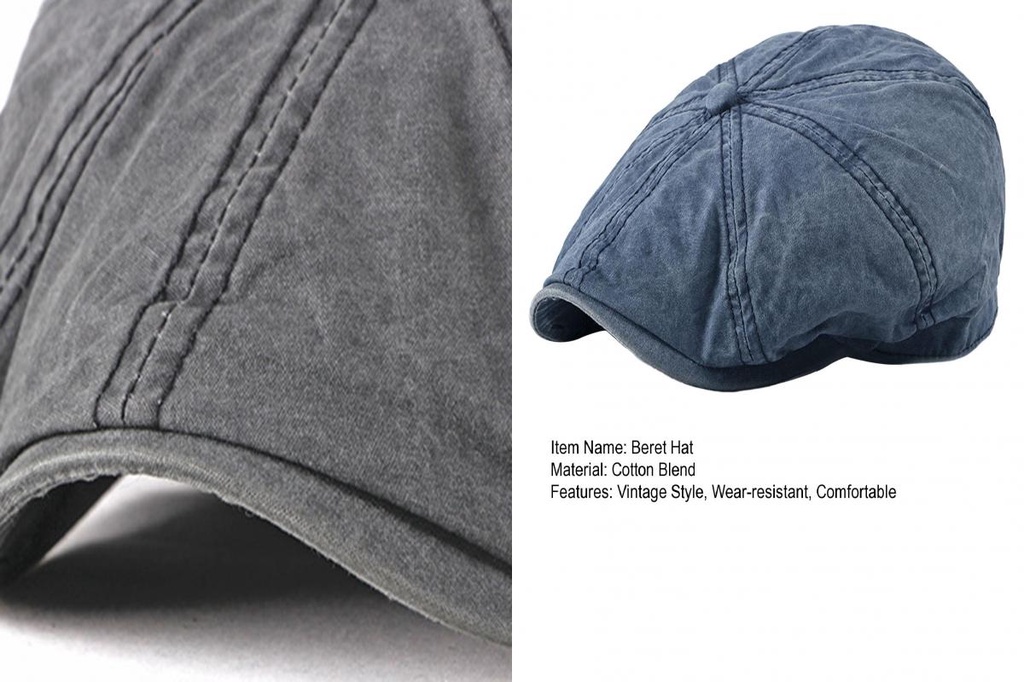 PTM Beret Cap Retro Breathable Plain Color British Style Fine Texture ...