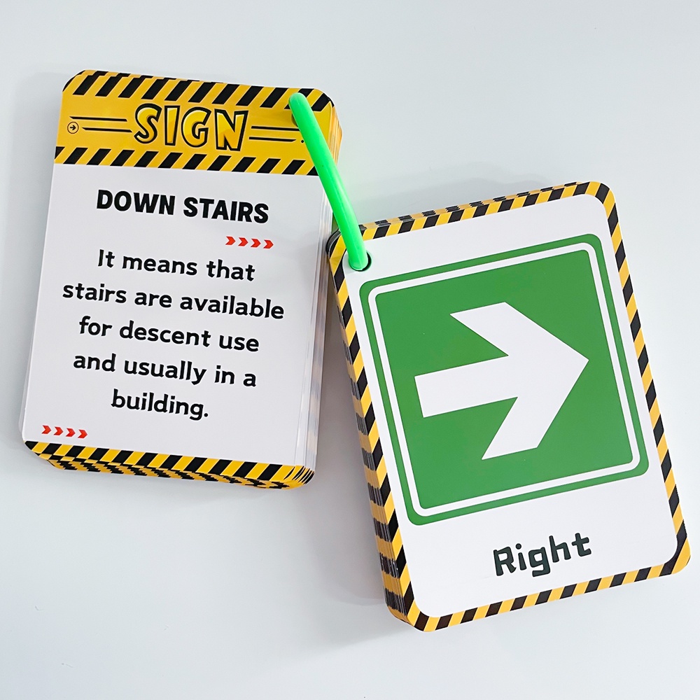 50 Cards Kids Education Flashcards Road Commons Signs Flash Card Learn ...