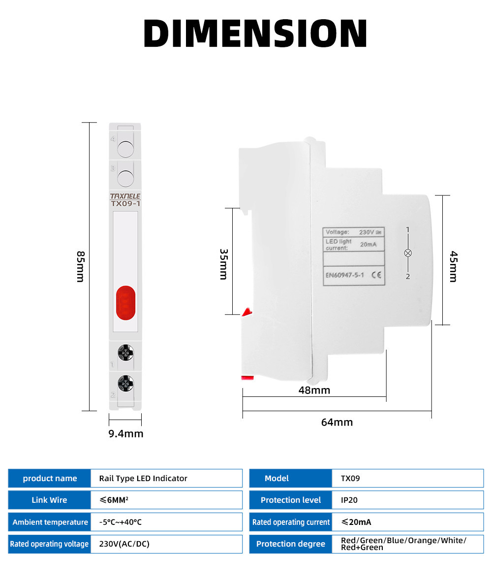 Din Rail Mount LED Signal Lamp AC DC 220V 230V Indicating Pilot Lights ...