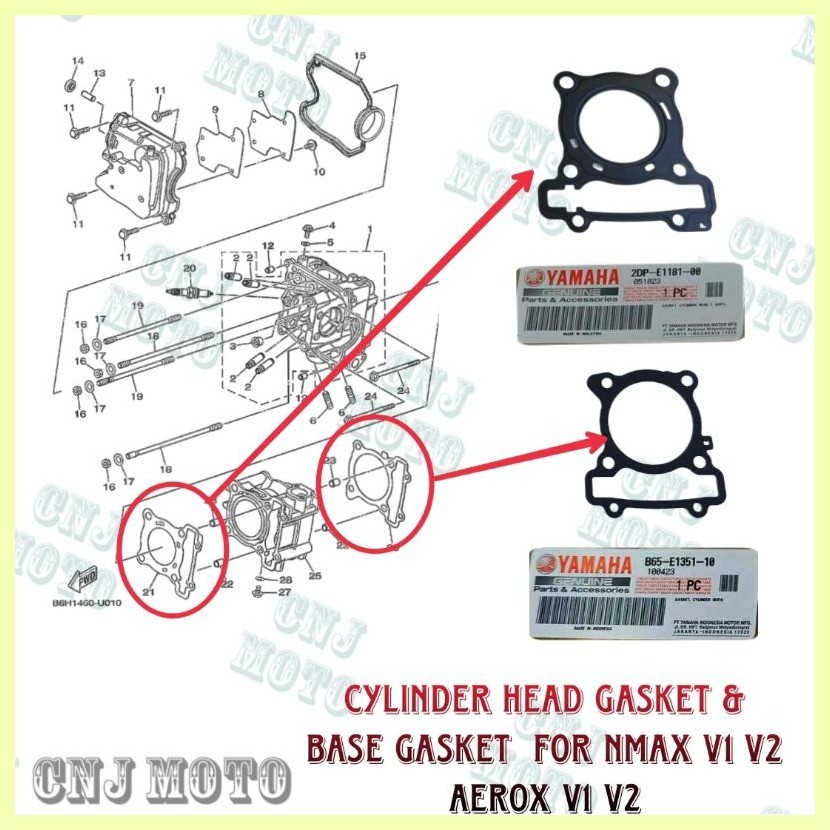 ⌘ ♻ CYLINDER HEAD GASKET AND. BASED GAKET NMAX V1 V2 AEROX V1 V2 SOLD ...