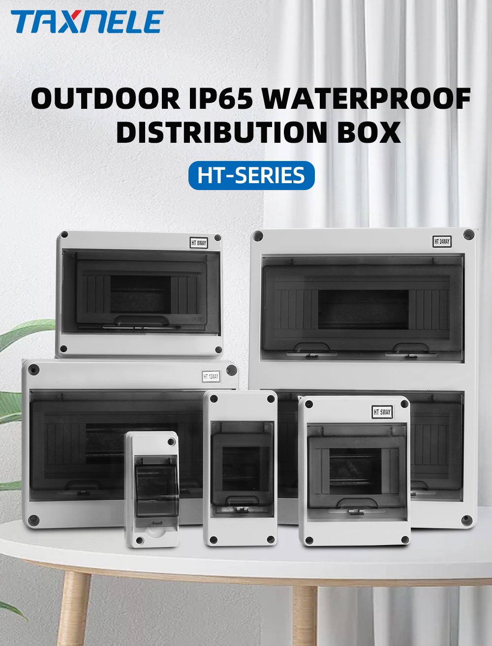 HT IP65 Outdoor Waterproof Electrical Distribution Box 2 3 5 8 12 15 18 24 Ways MCB Switch Meter ...
