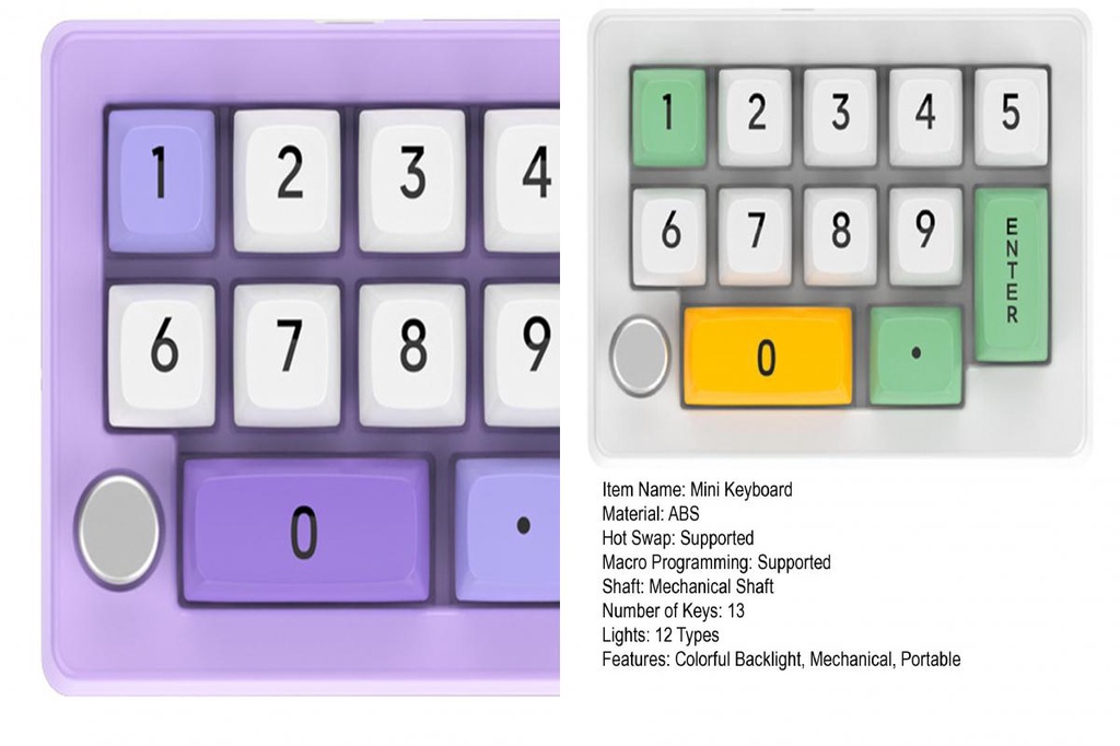 {Deryu} Number Keyboard Office Keyboard Mini Gaming Keyboard with 13 ...