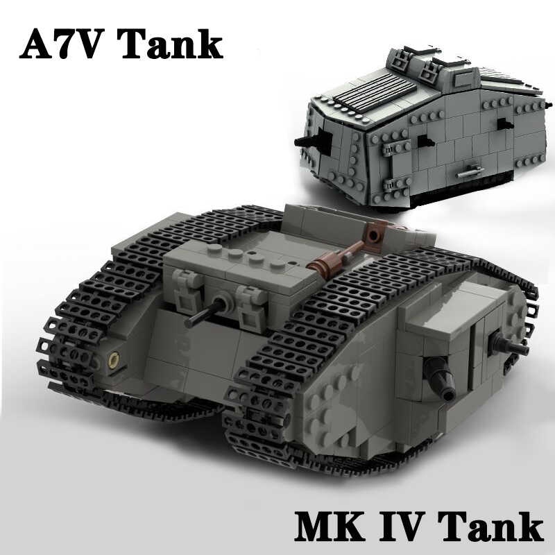 Warm Ww1 Germany A7v Combat Tank Building Blocks Set Ww2 · IV Battle ...