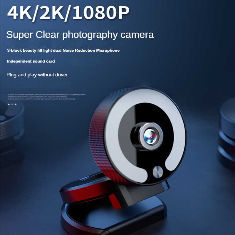 4K Webcam Buong HD 2K Mini Camera Gamit Ang Fill Light Laptop PC ...
